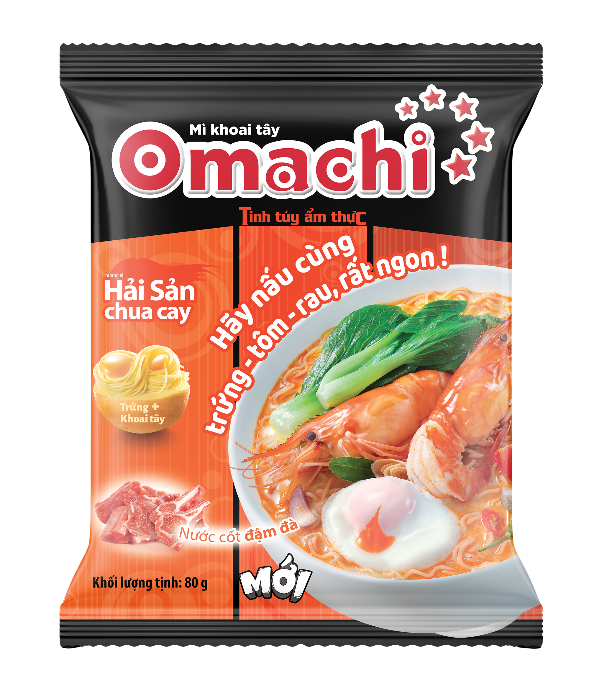 Omachi Potato Noodles Hot and Sour Shirmp - 80gr - Masan Consumer